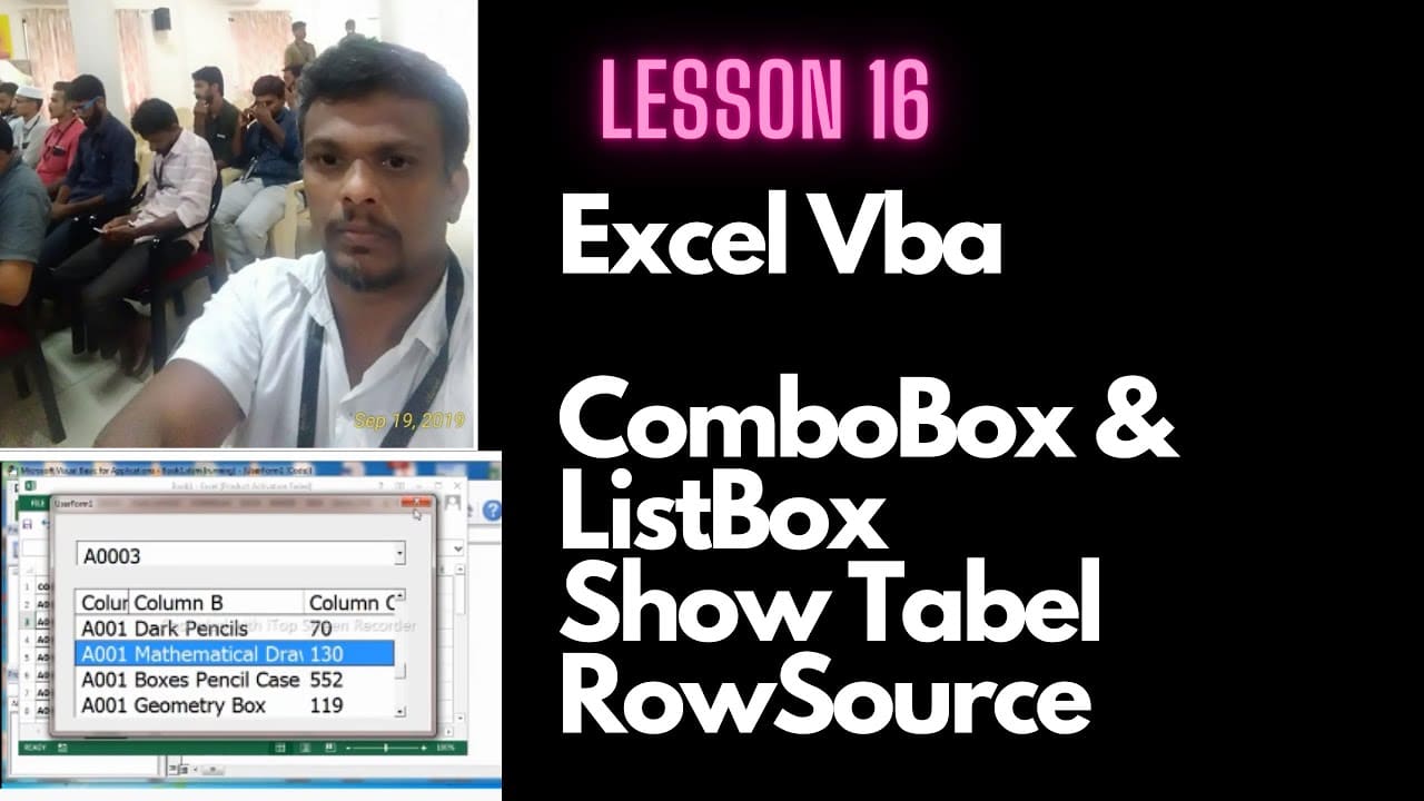 Lesson 16 Excel Vba Combobox And Listbox Show Tabel Rowsource Close Mode The Enterprise Sales Show