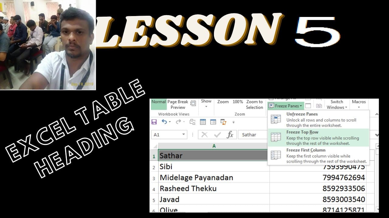 Lesson 5 excel Table Heading | Close Mode: The Enterprise Sales Show